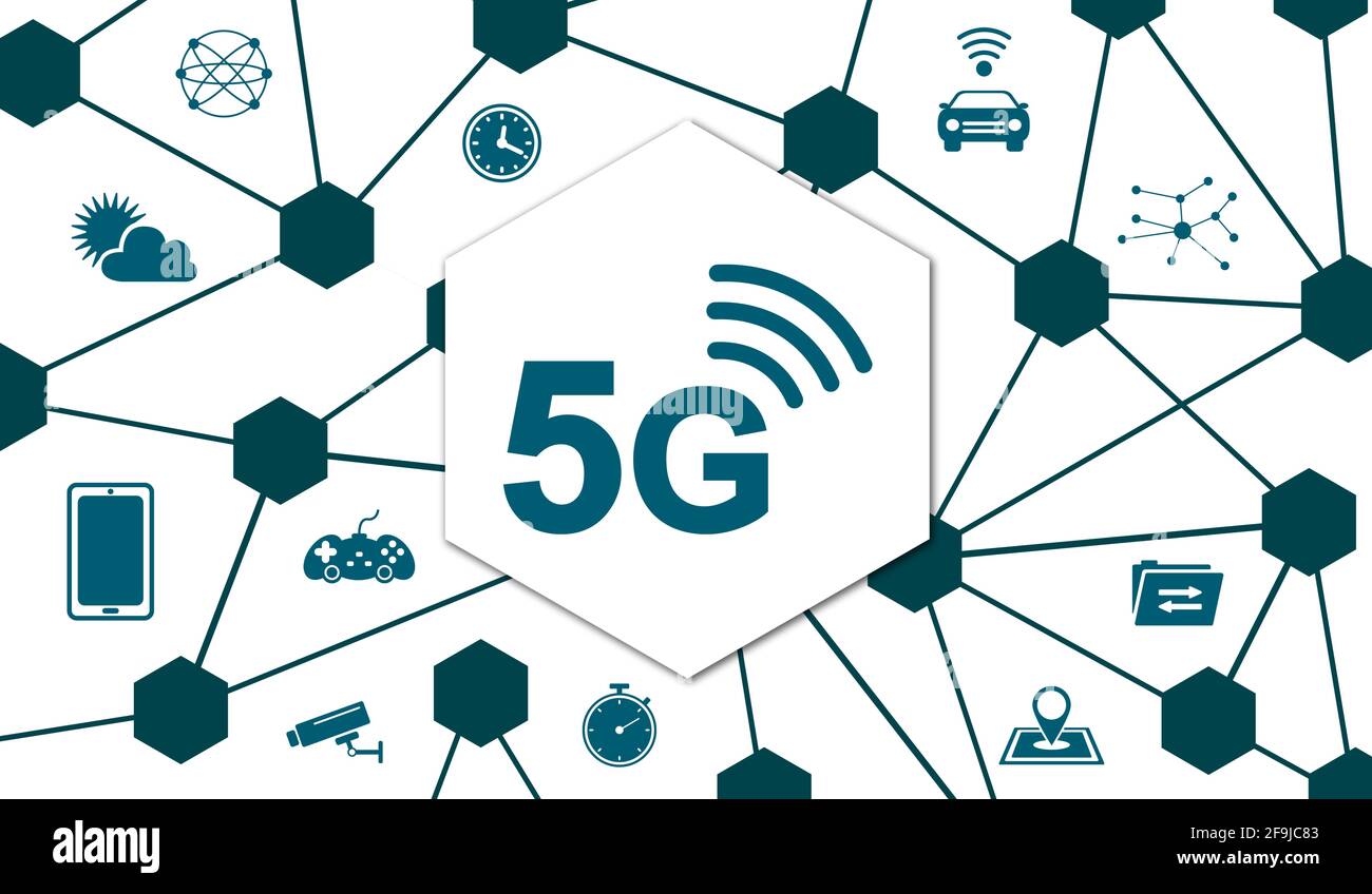 Concept of 5g with connected icons Stock Photo - Alamy