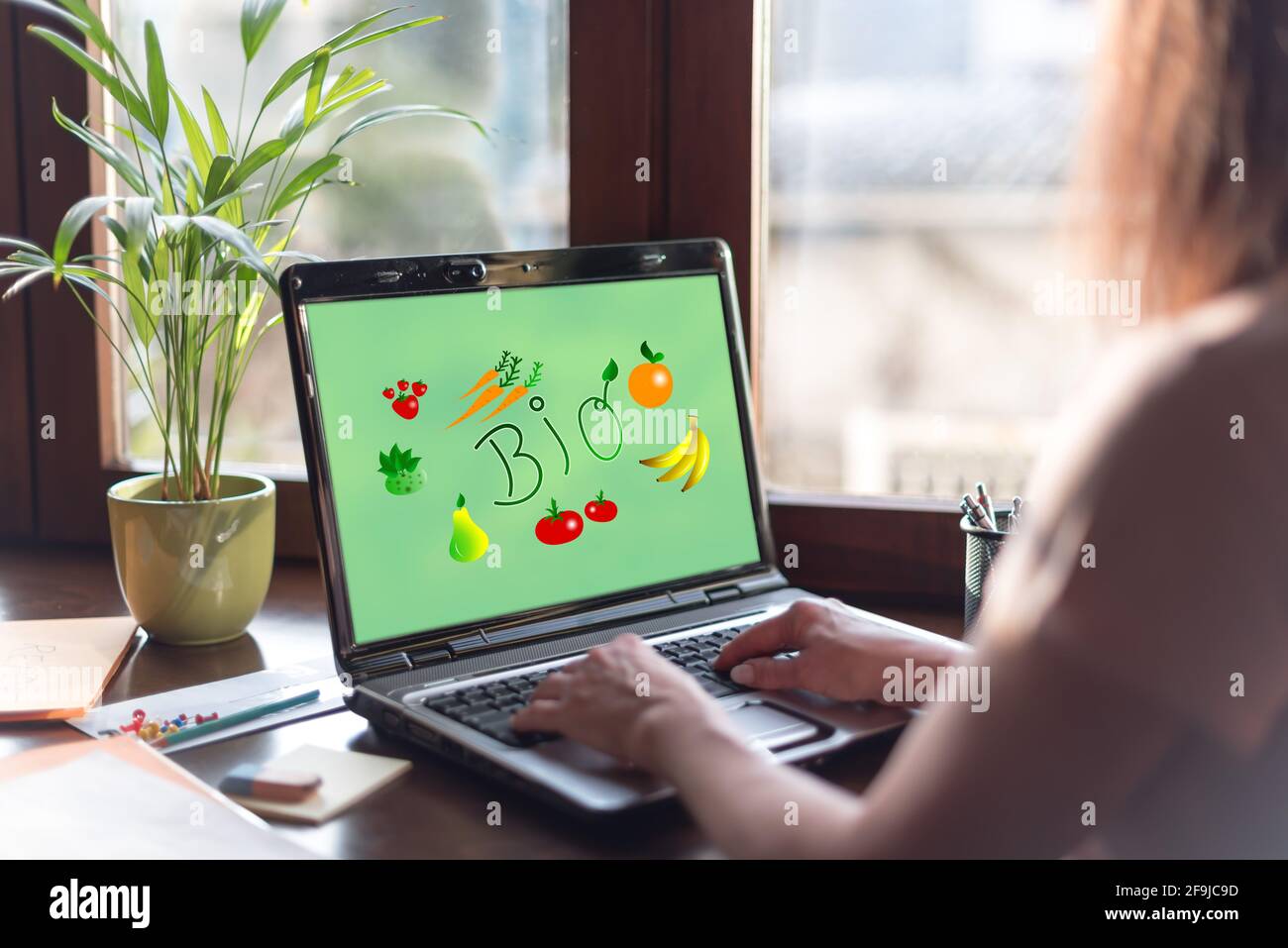 Laptop screen displaying a bio concept Stock Photo - Alamy