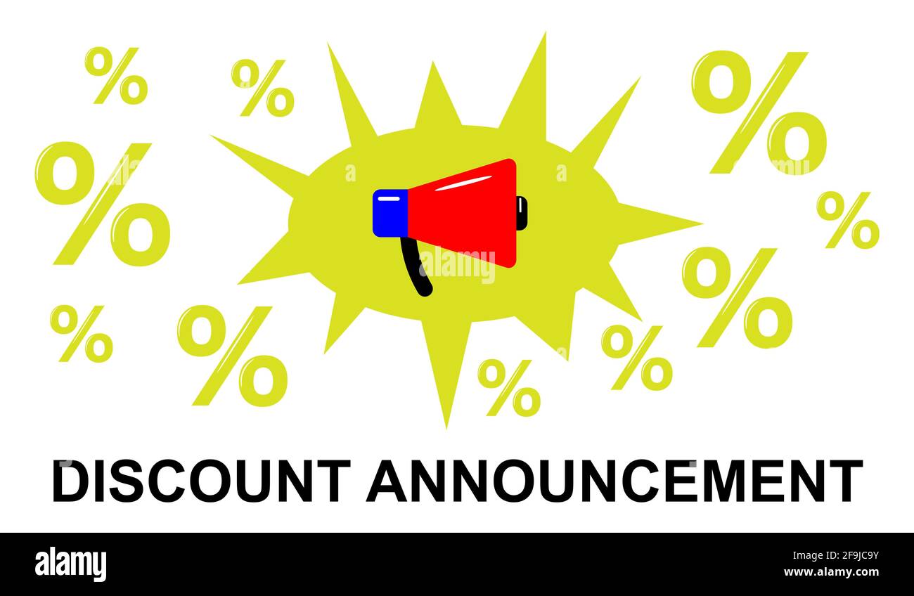 Illustration of a discount announcement concept Stock Photo - Alamy