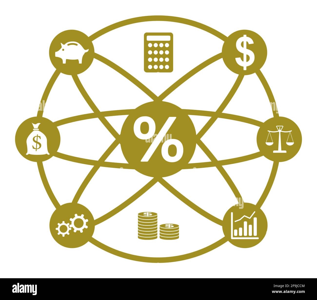 Concept of interest rates with connected icons Stock Photo - Alamy