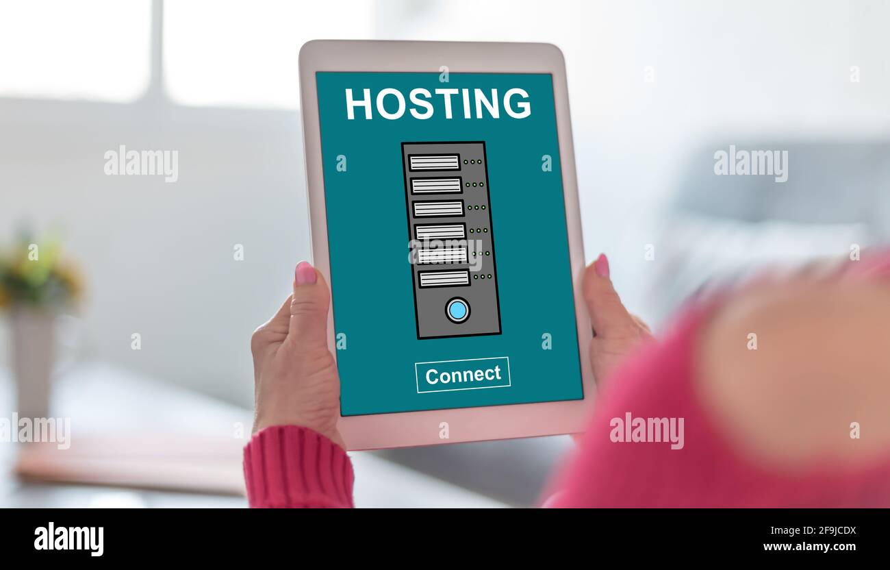 Tablet screen displaying a hosting concept Stock Photo - Alamy