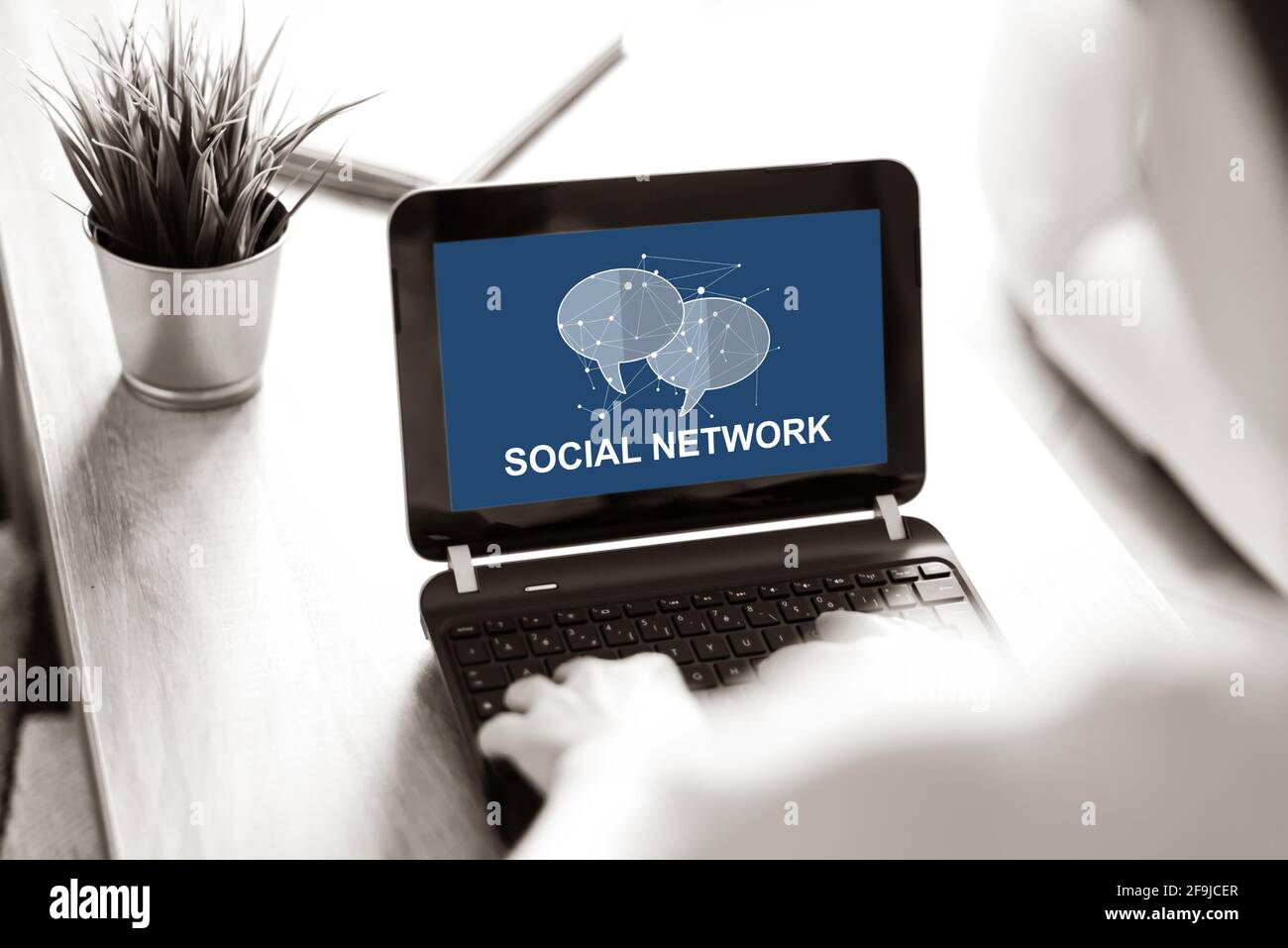 Laptop screen displaying a social network concept Stock Photo - Alamy