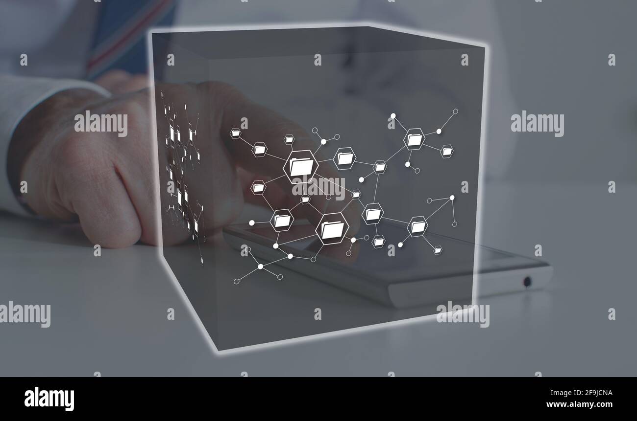 Data exchange concept illustrated by a picture on background Stock ...