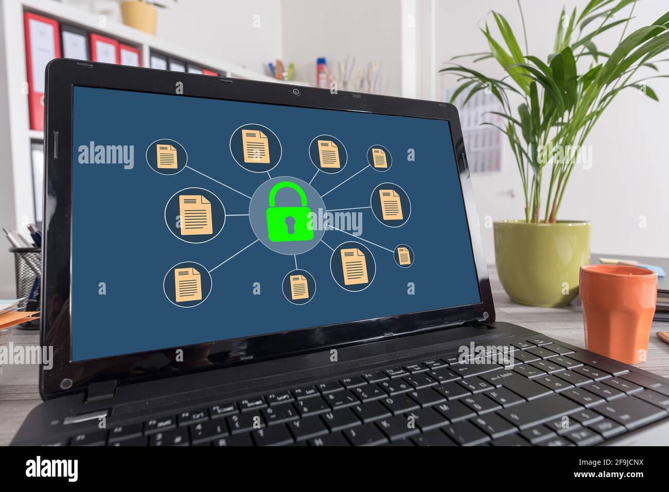 Laptop screen with data protection concept Stock Photo - Alamy