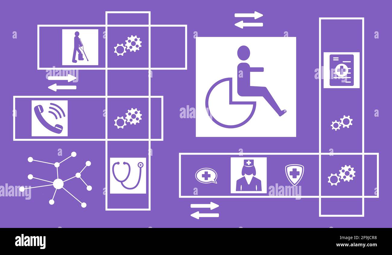 Concept of disability with connected icons Stock Photo - Alamy