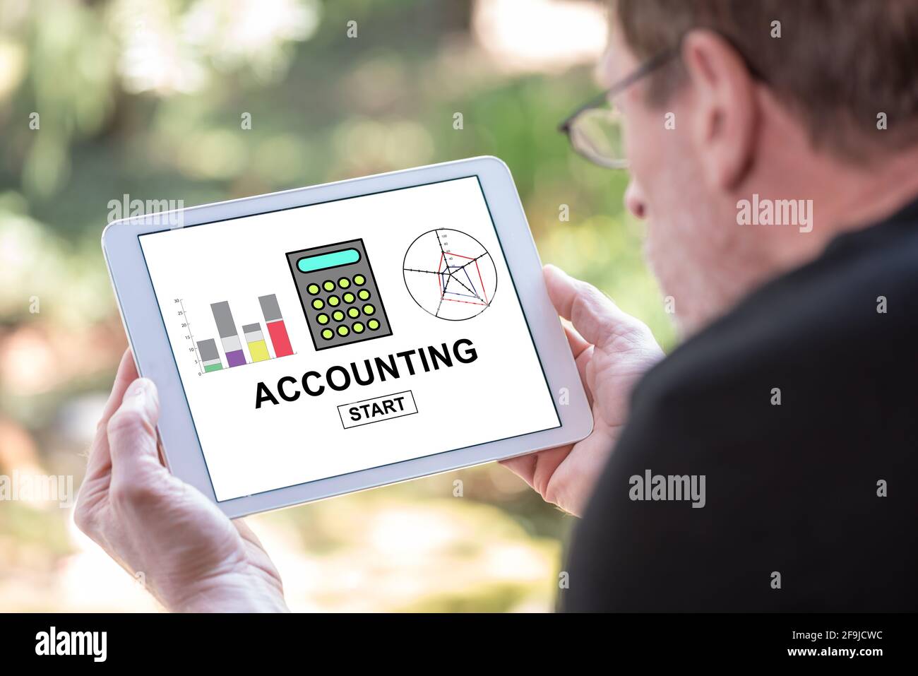 Tablet screen displaying an accounting concept Stock Photo - Alamy