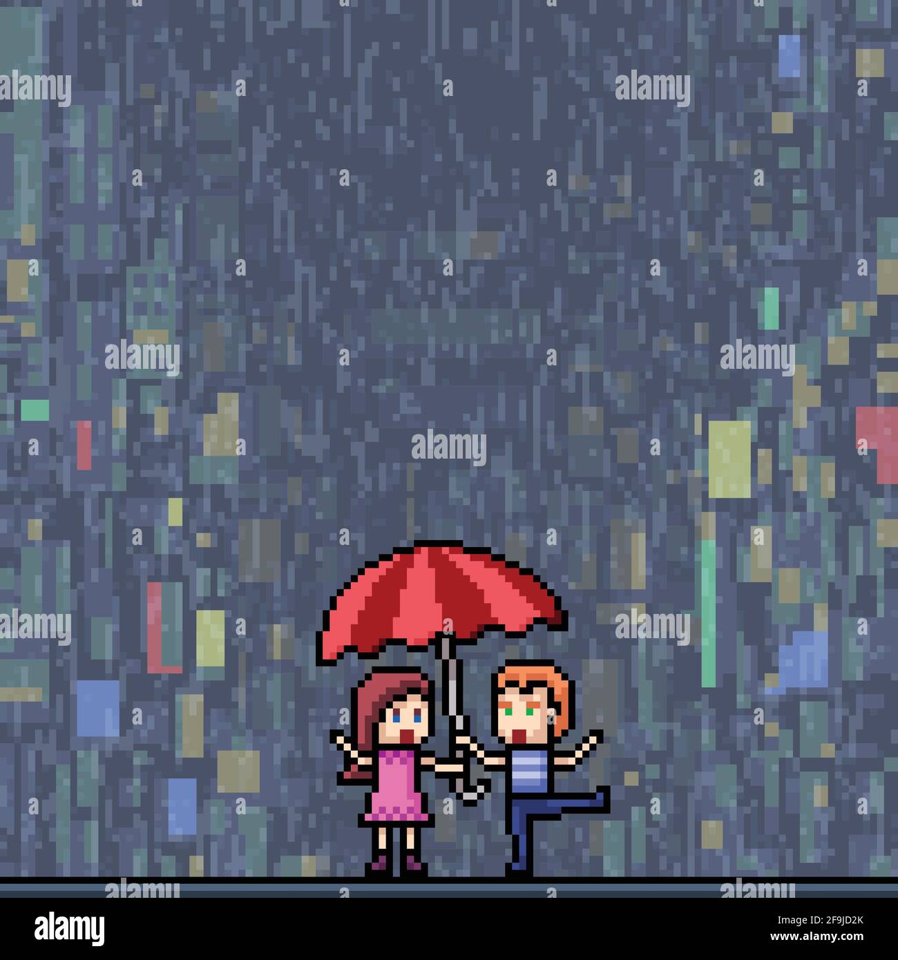 pixel art of romance in raining Stock Vector Image & Art - Alamy