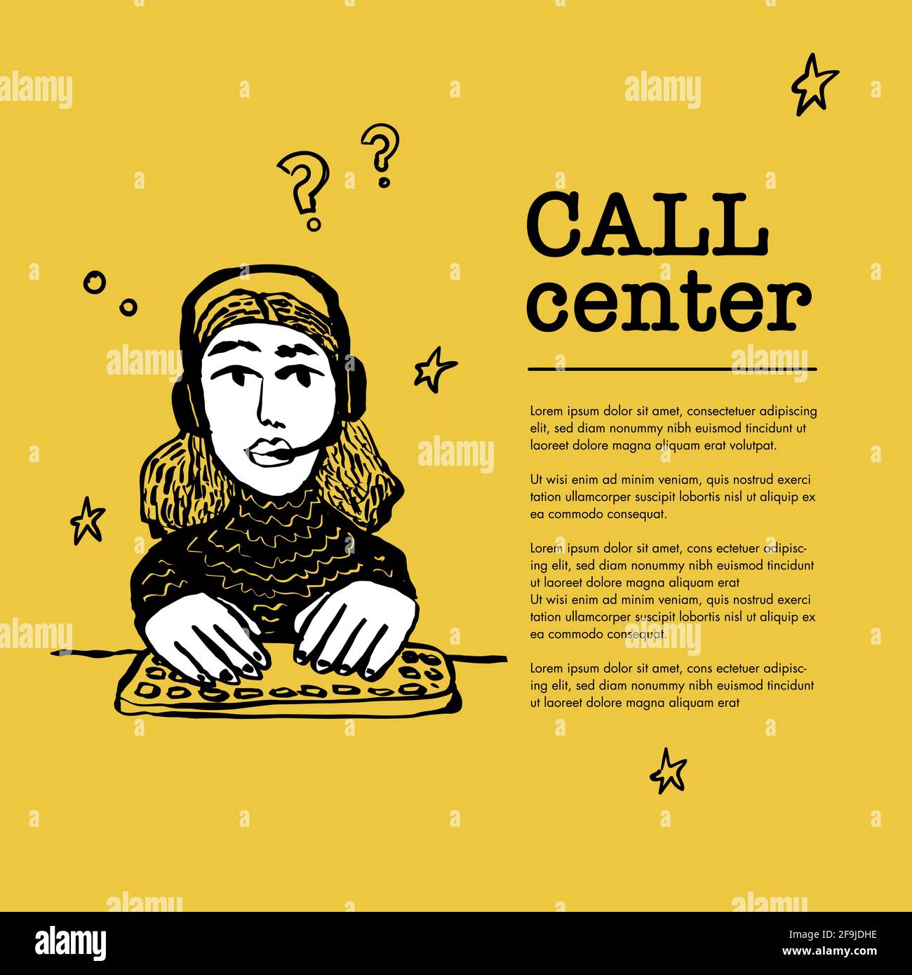 Call center concept. Customer service chat. Web banner with a female ...