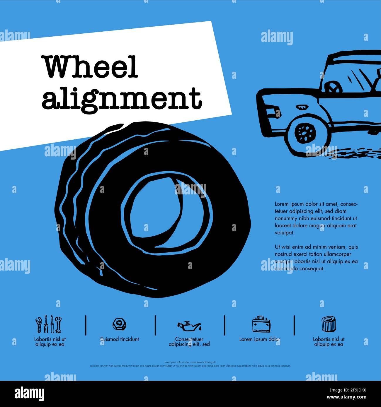 Car service concept. Web banner. Wheel alignment, similarity collapse ...