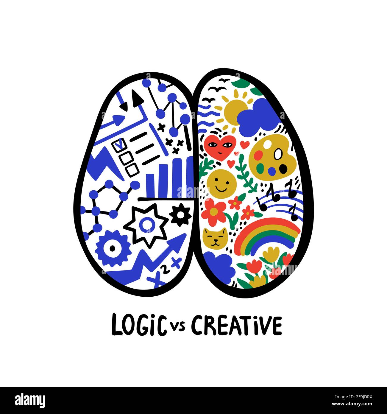 Human brain left hemisphere icon Cut Out Stock Images & Pictures - Alamy