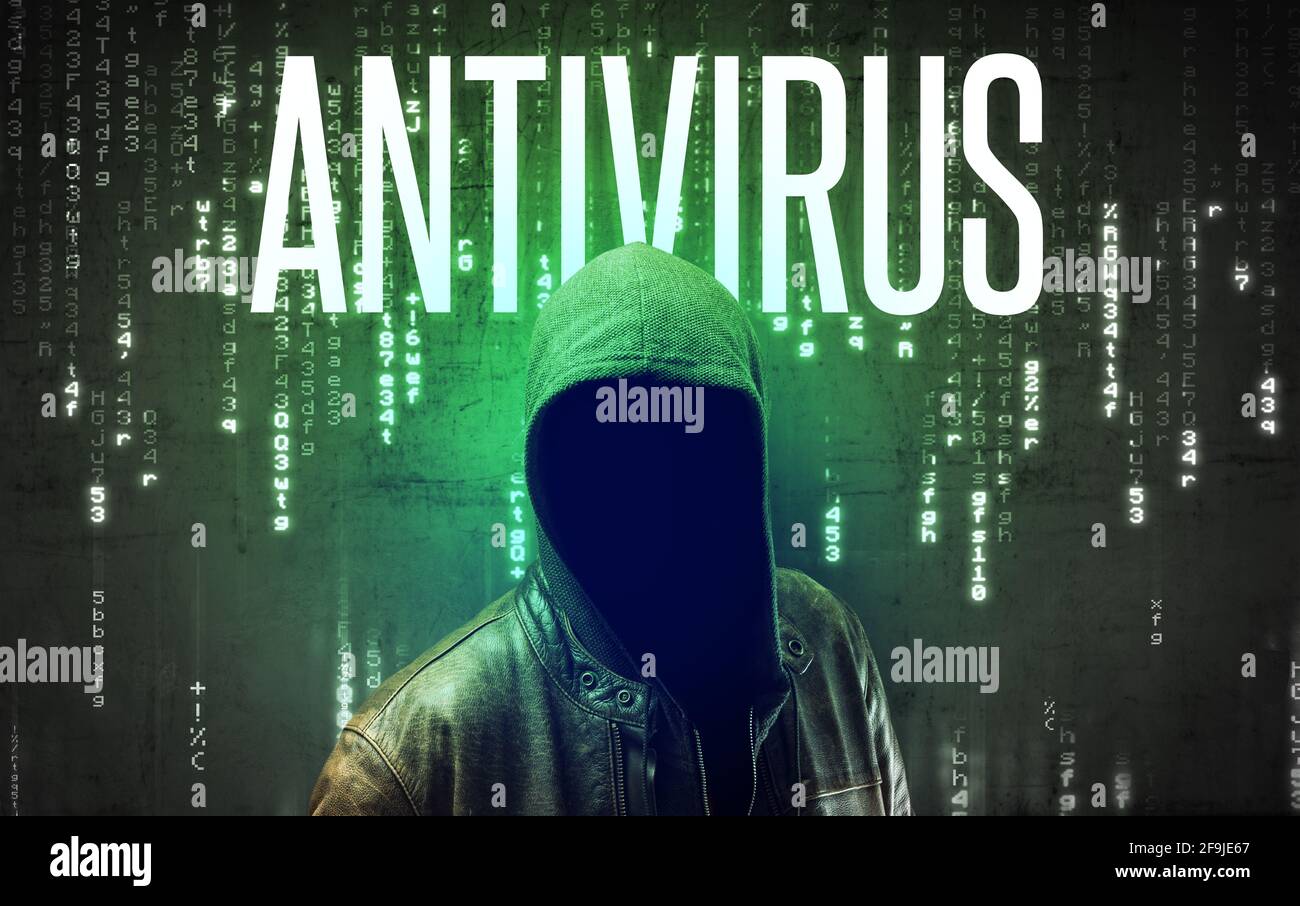 Faceless hacker with inscription concept Stock Photo - Alamy