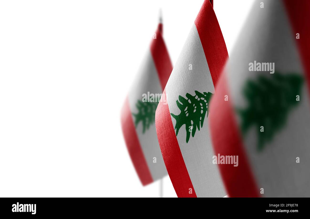 Small national flags of the Lebanon on a white background Stock Photo ...