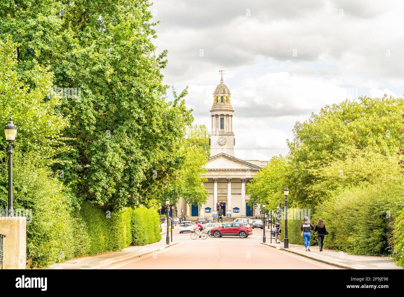 July 2020. London. St Marylebone Parish Church from Regents park in ...