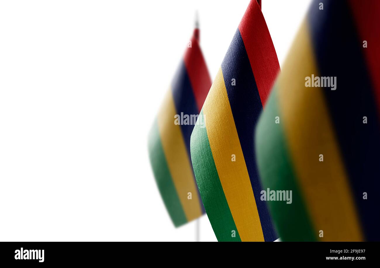 Small national flags of the Mauritius on a white background Stock Photo ...