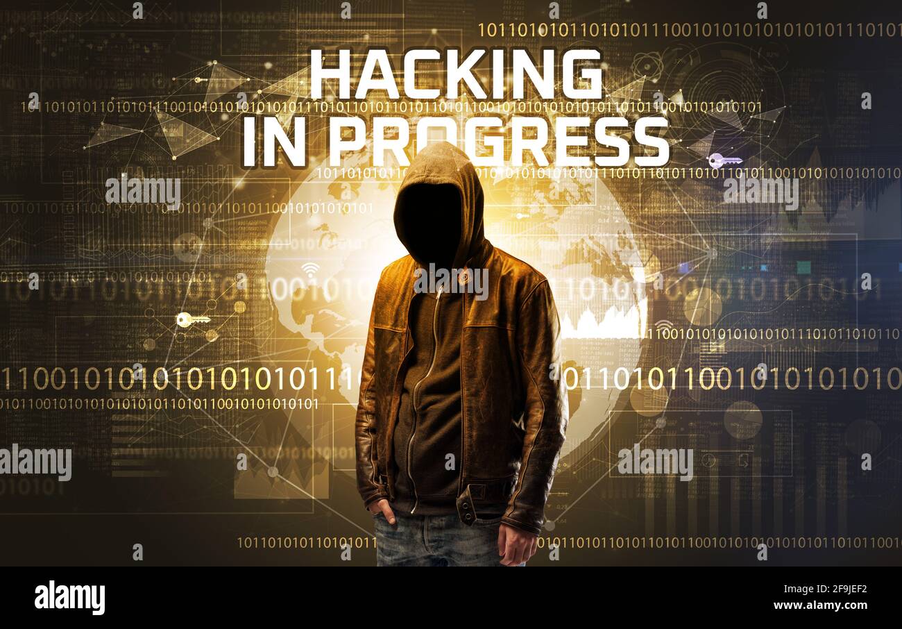Faceless hacker at work, security concept Stock Photo - Alamy