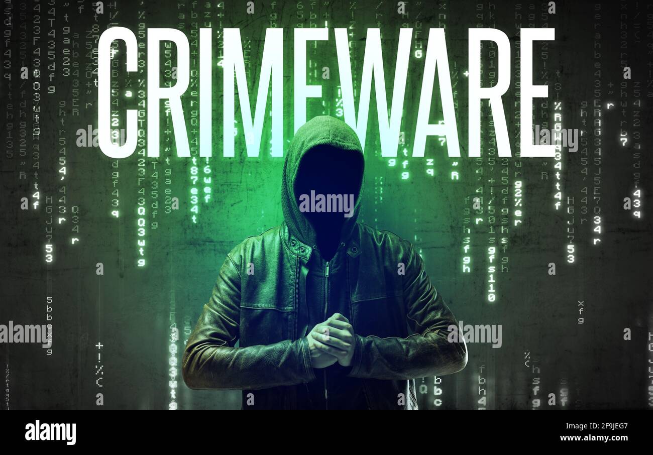 Faceless hacker with inscription concept Stock Photo - Alamy