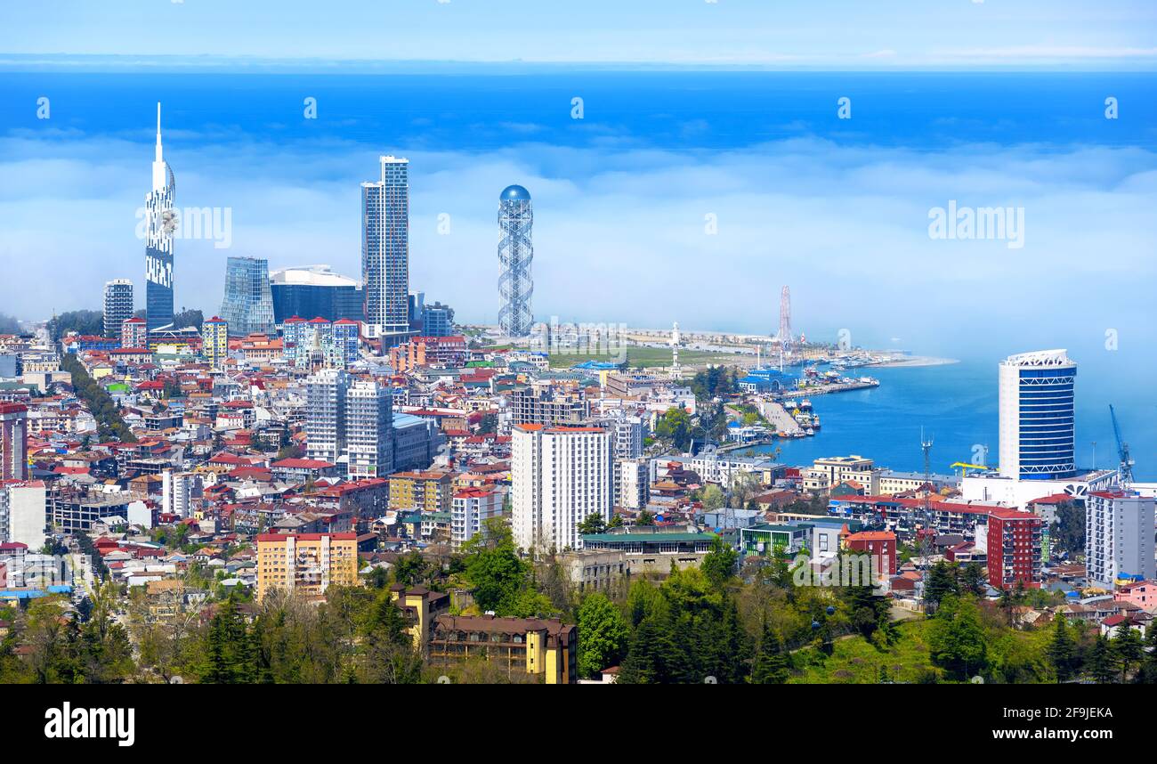Batumi city and port, a major tourist destination on Black sea coast of ...