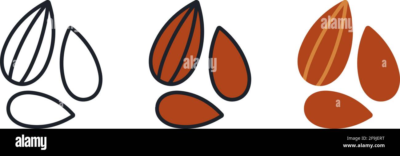 Almond Icon Linear Color Flat Icons Of Nuts Contour Shape Outline