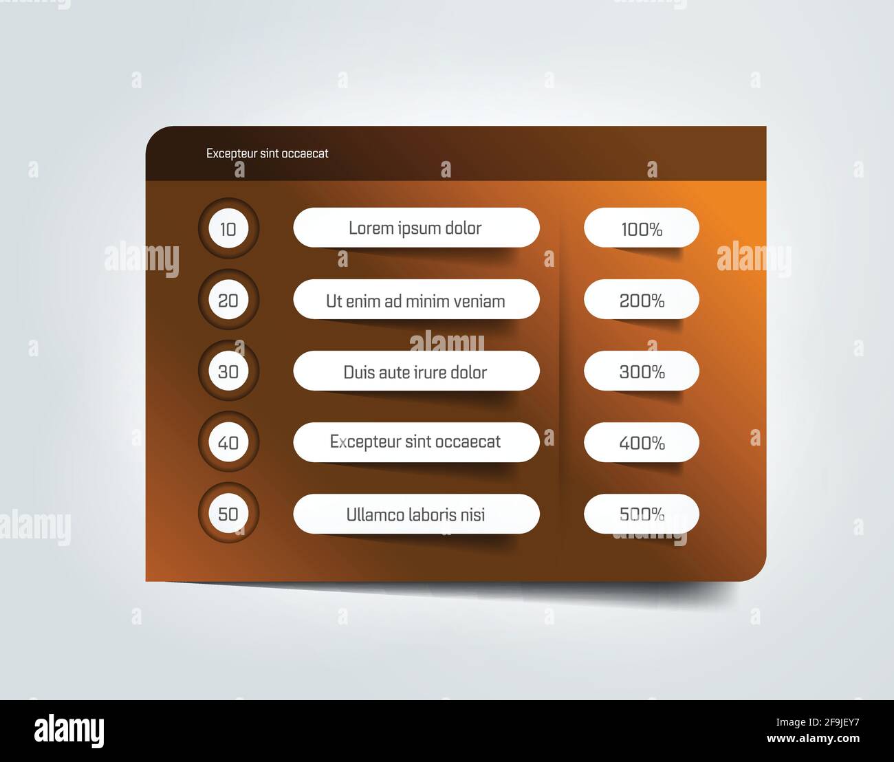 Table, schedule, infographic design template with 5 row. Vector banner ...