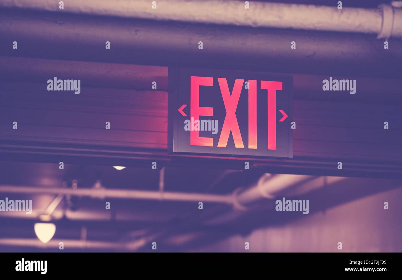 Illuminated emergency exit sign hi-res stock photography and images - Alamy