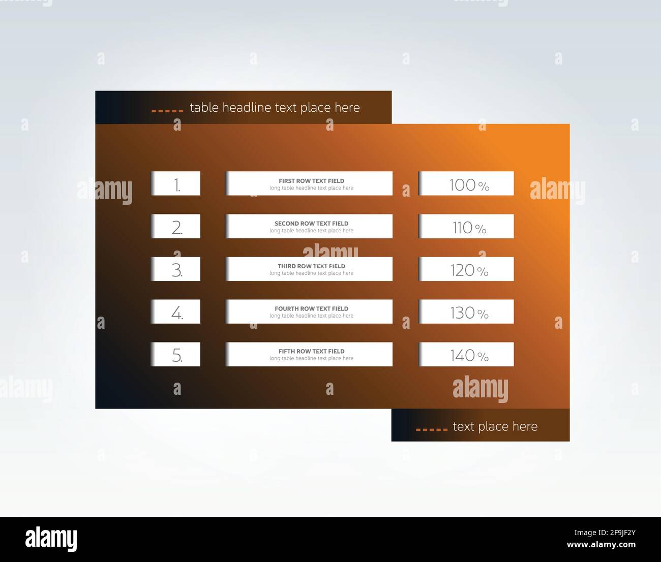 Table, schedule, infographic design template with 5 row. Vector banner ...