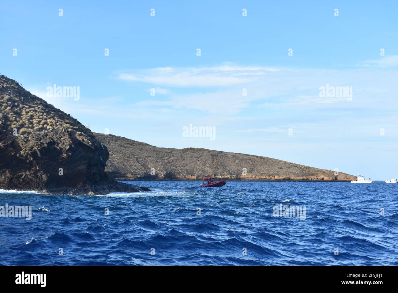 Molokini Crater rock in the Pacific Ocean near the Hawaiian Island of ...