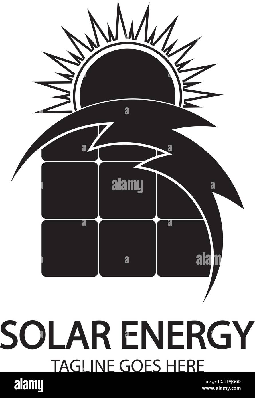 Solar energy panel and sun icon isolated on white background Stock ...
