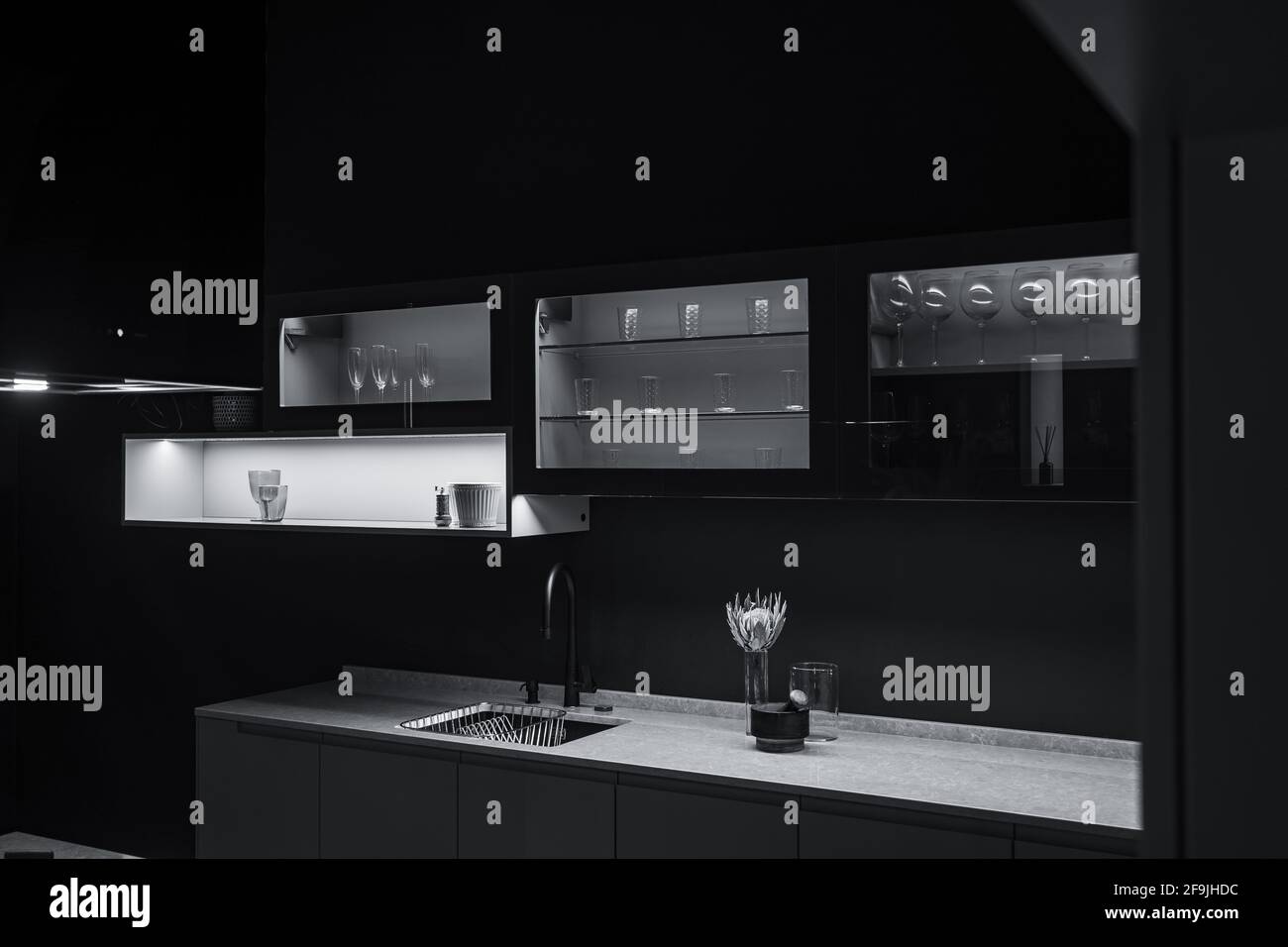 Kitchen shelves dishes pots hi-res stock photography and images - Alamy