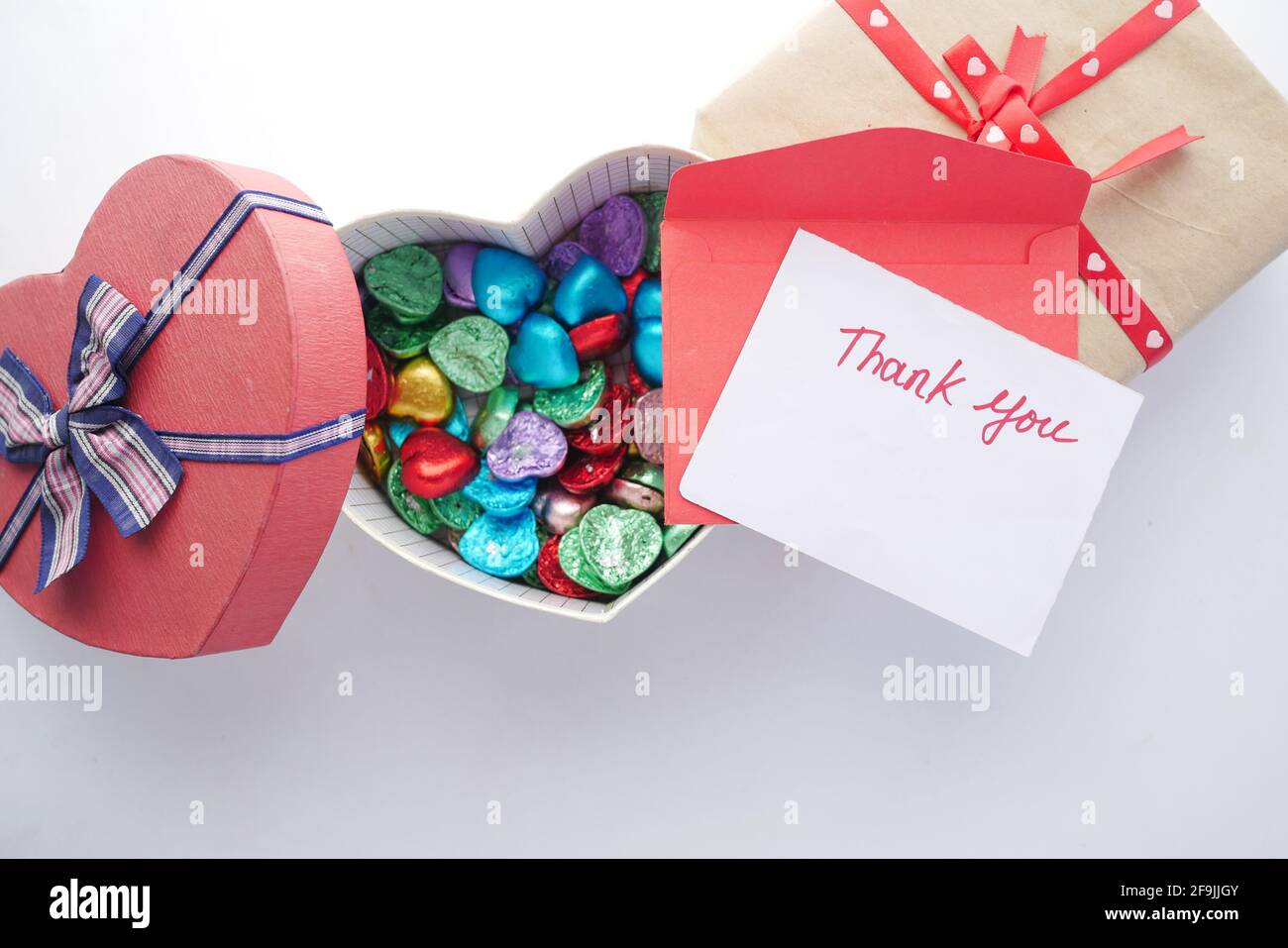 Thank message gift box envelope hi-res stock photography and images - Alamy