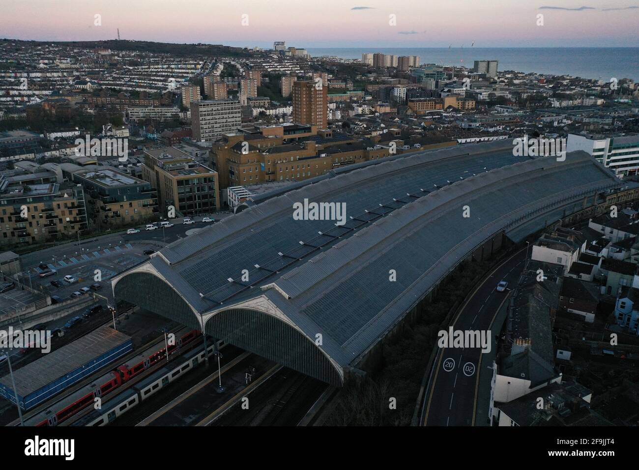 Aerial view of Brighton Train station Stock Photo - Alamy