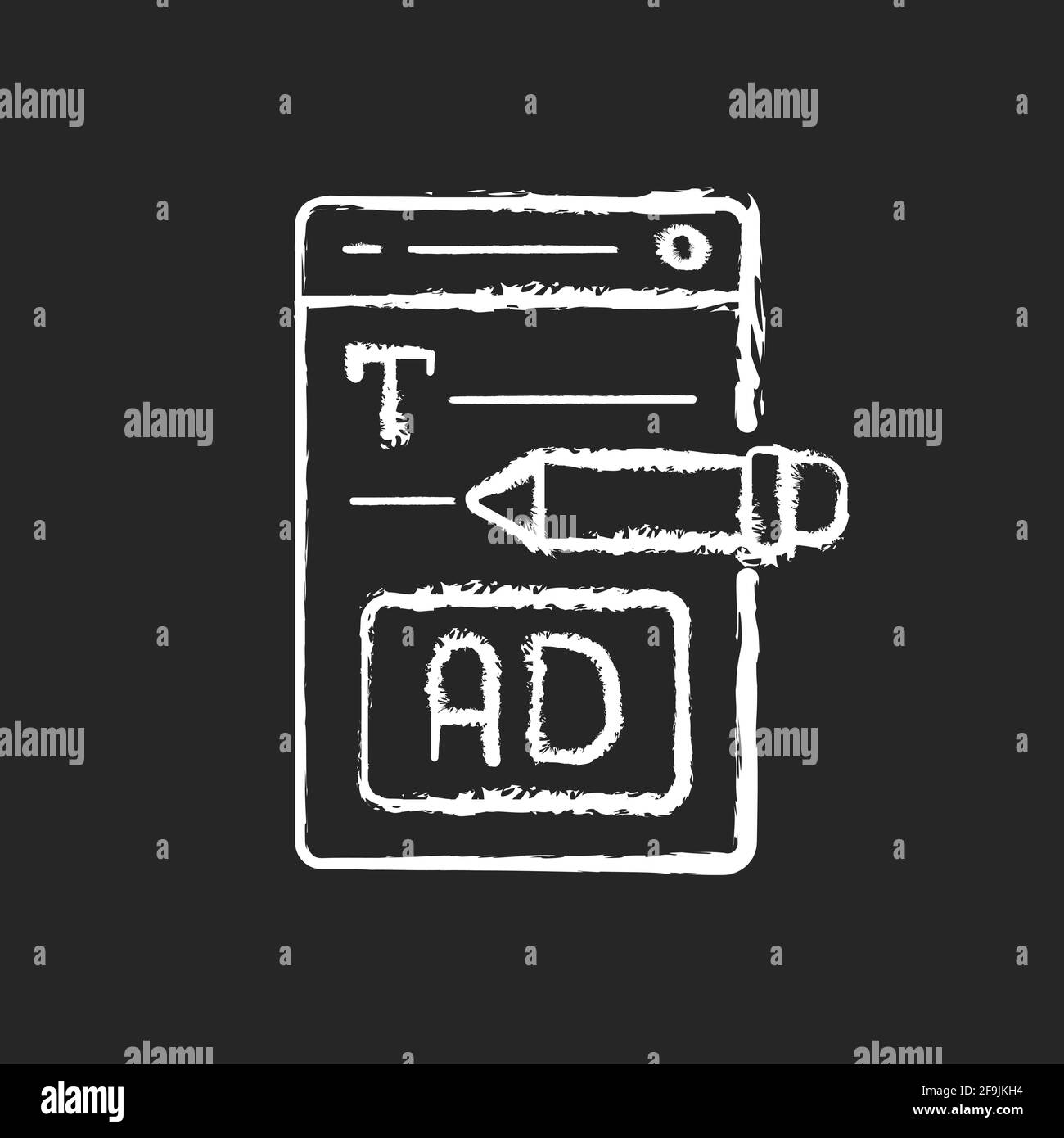 Writing text ads chalk white icon on black background Stock Vector ...