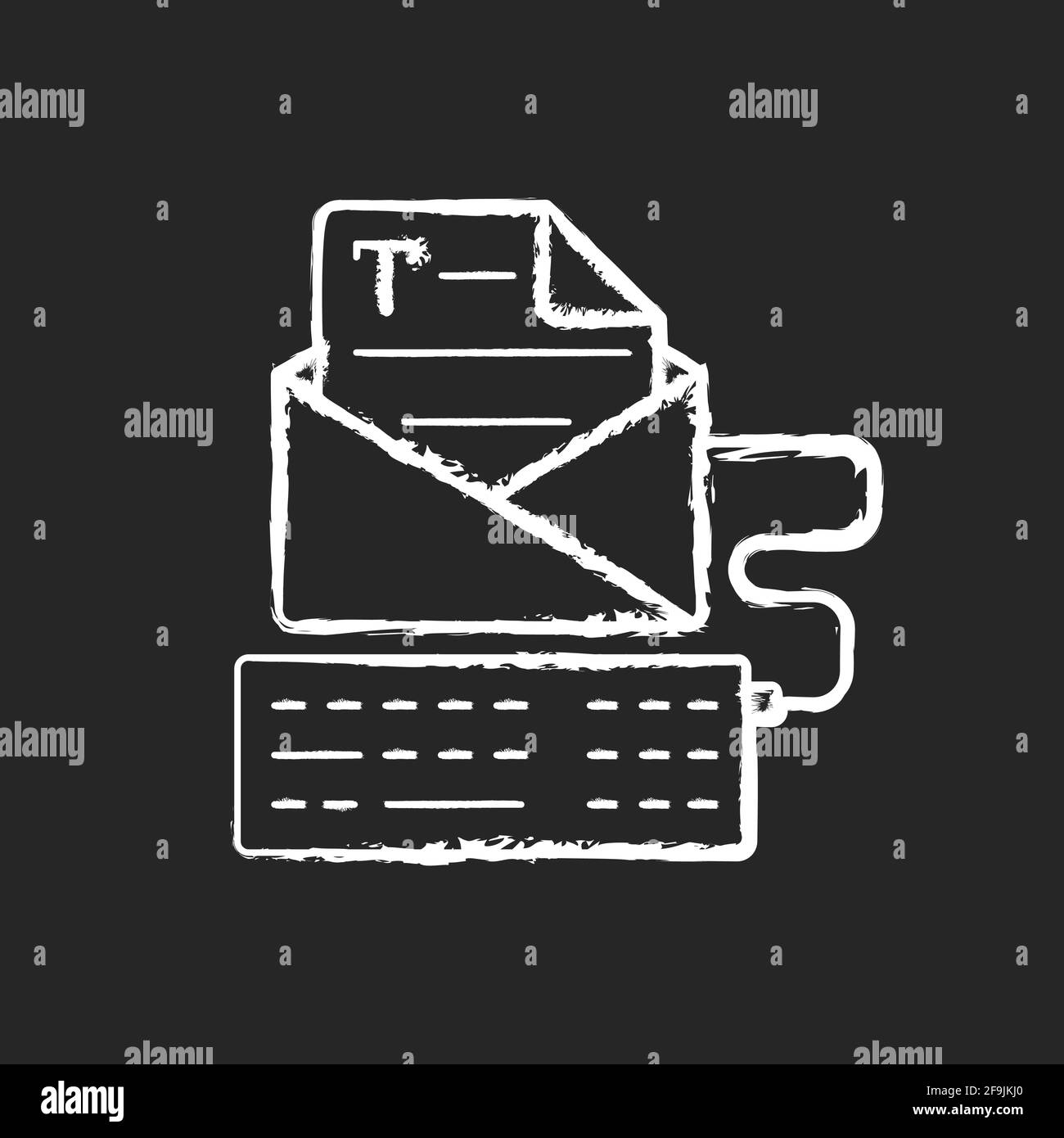Newsletter copywriting chalk white icon on black background Stock ...