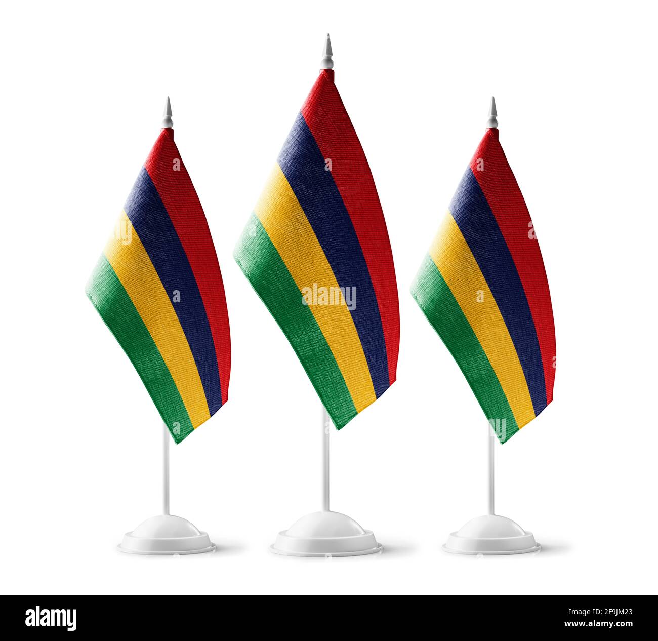 Small national flags of the Mauritius on a white background Stock Photo ...