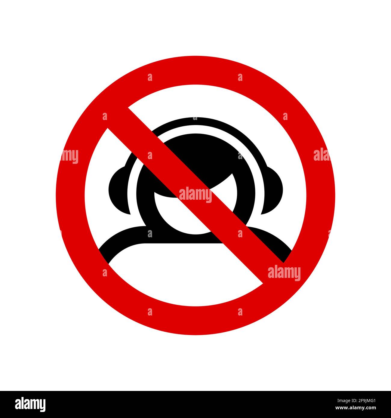 No headphones allowed. Prohibition sign. Forbidden round sign. Vector ...