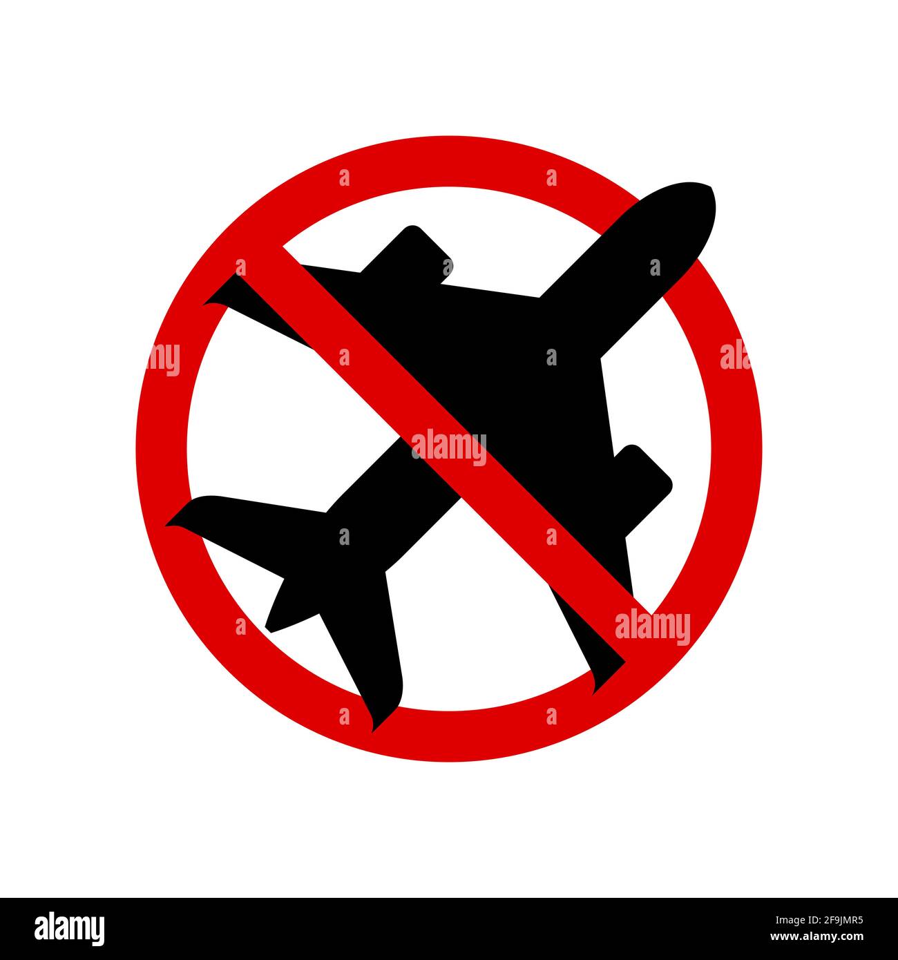 No airplane sign. Prohibition sign. Forbidden round sign. Vector ...