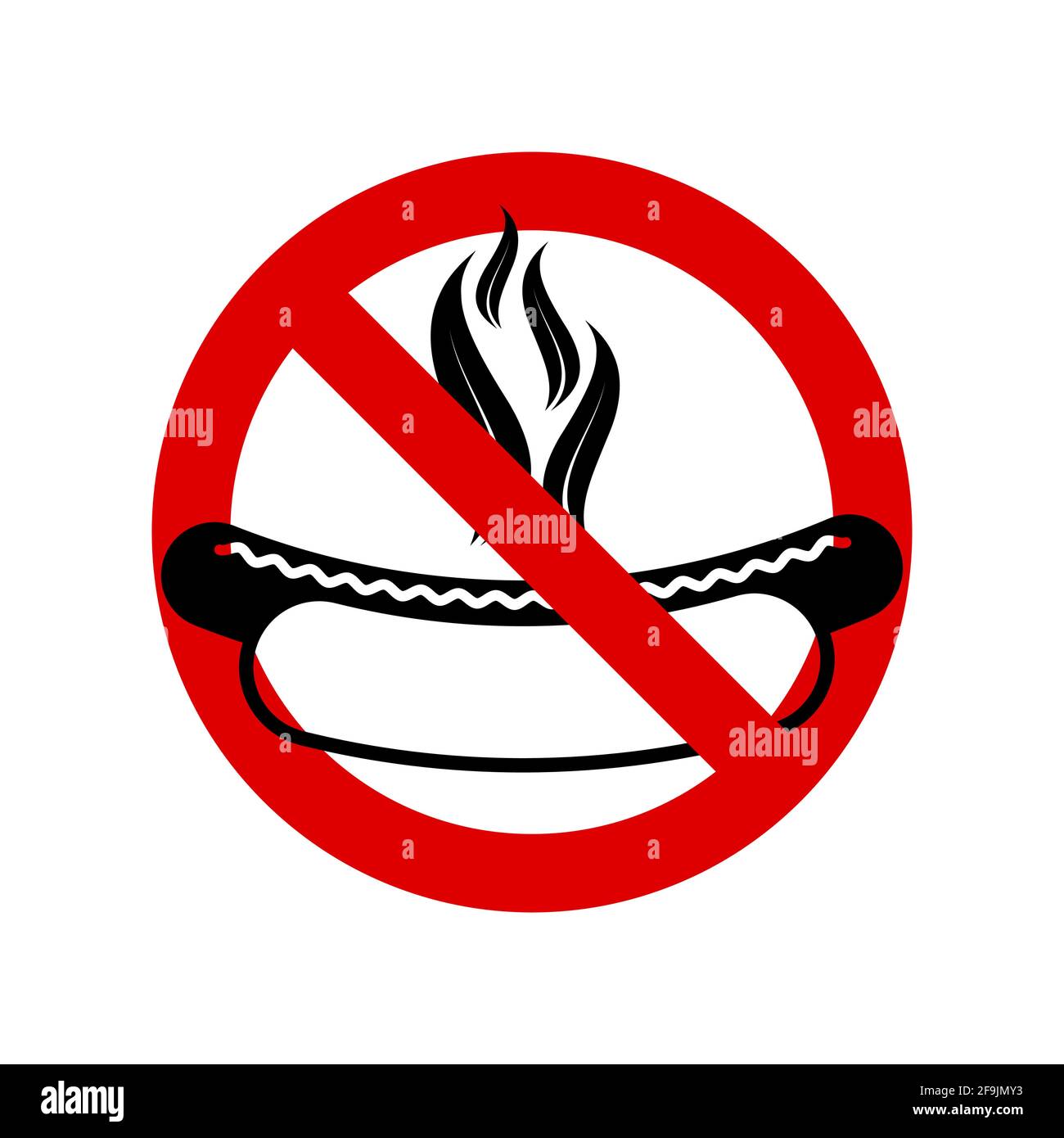 No barbecue, no grill. Prohibition sign. Forbidden round sign. Vector ...