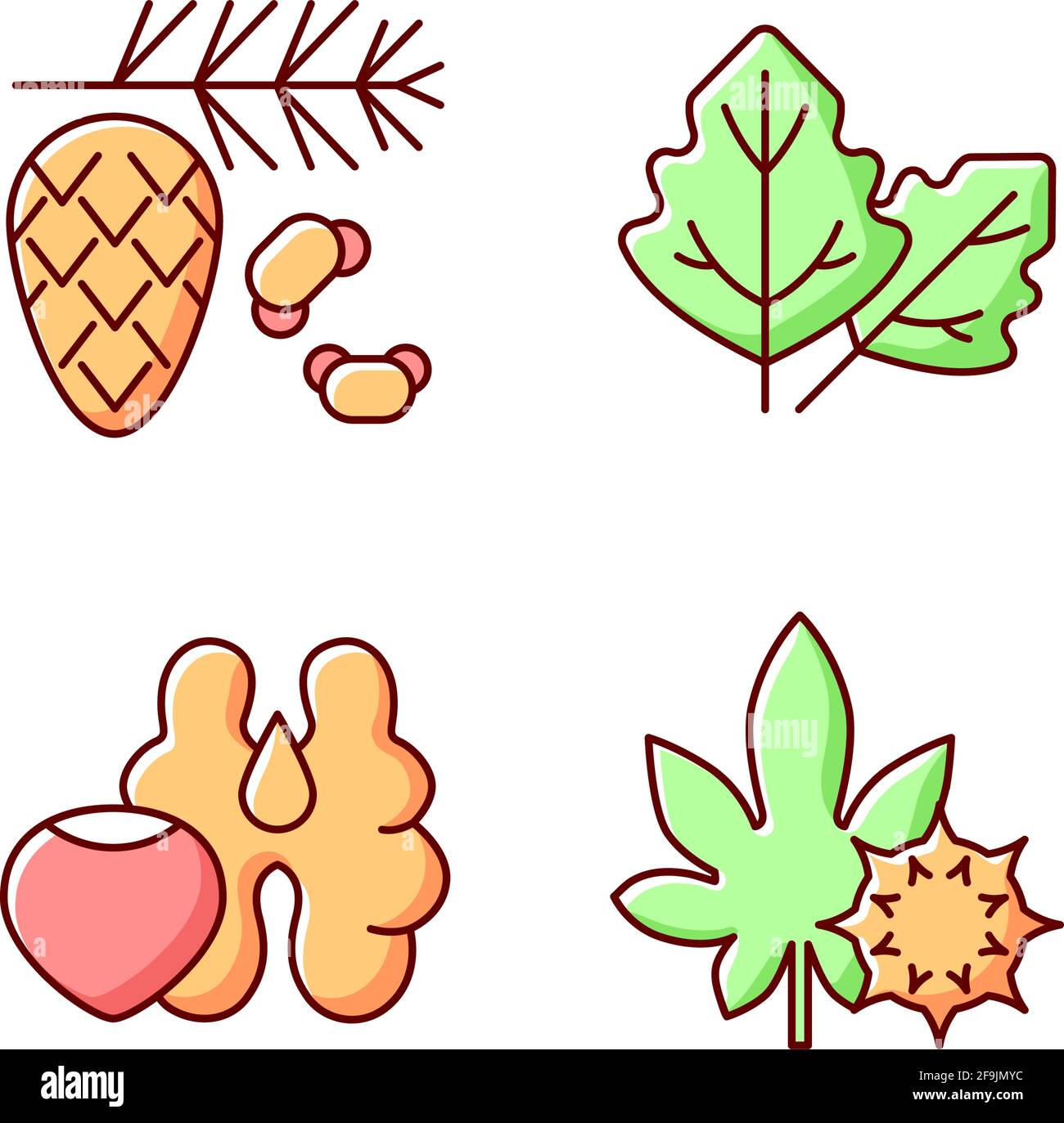 Cause of allergic reaction RGB color icons set Stock Vector Image & Art ...