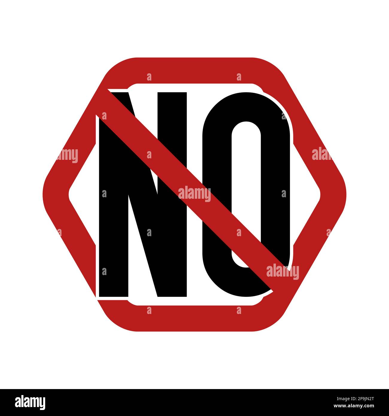 NO word. Prohibition sign. Forbidden hexagonal sign. Vector ...