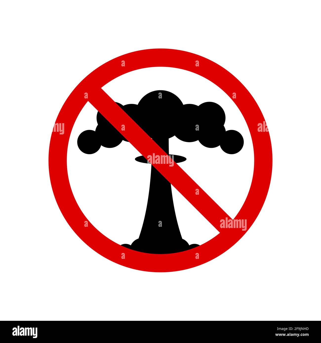 No nuclear explosion. Nuclear weapon prohibition sign. Forbidden round ...