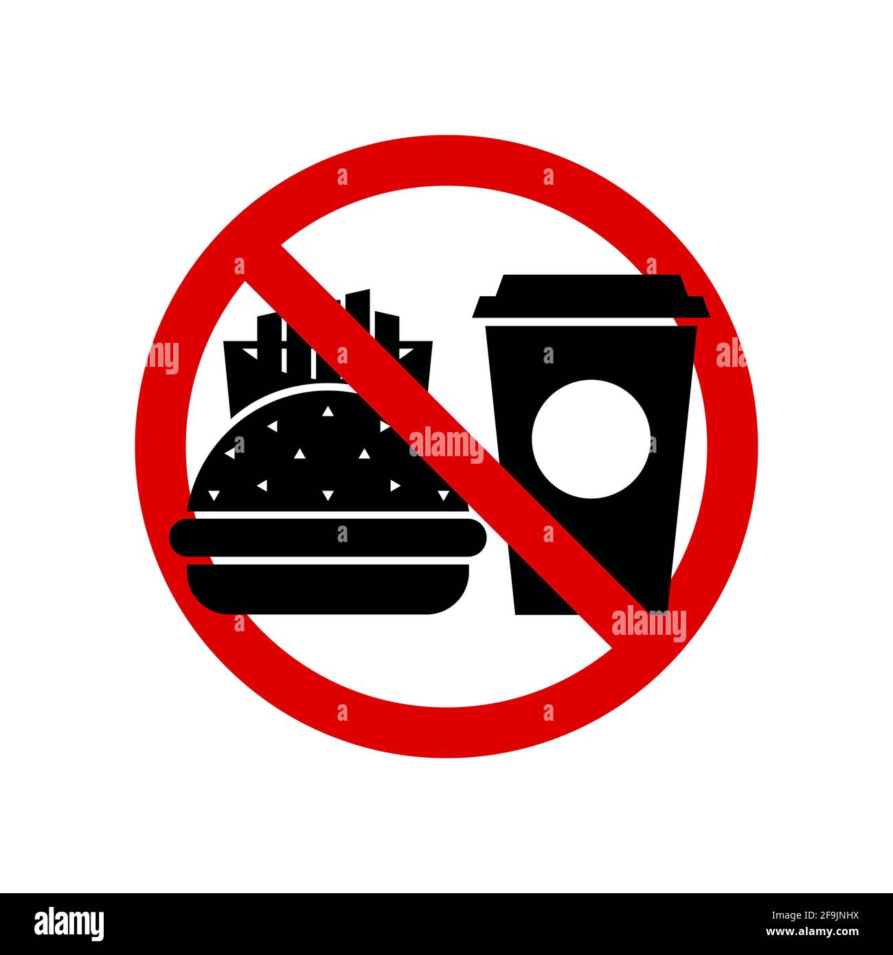 No fast food. Prohibition sign. Forbidden round sign. Vector ...