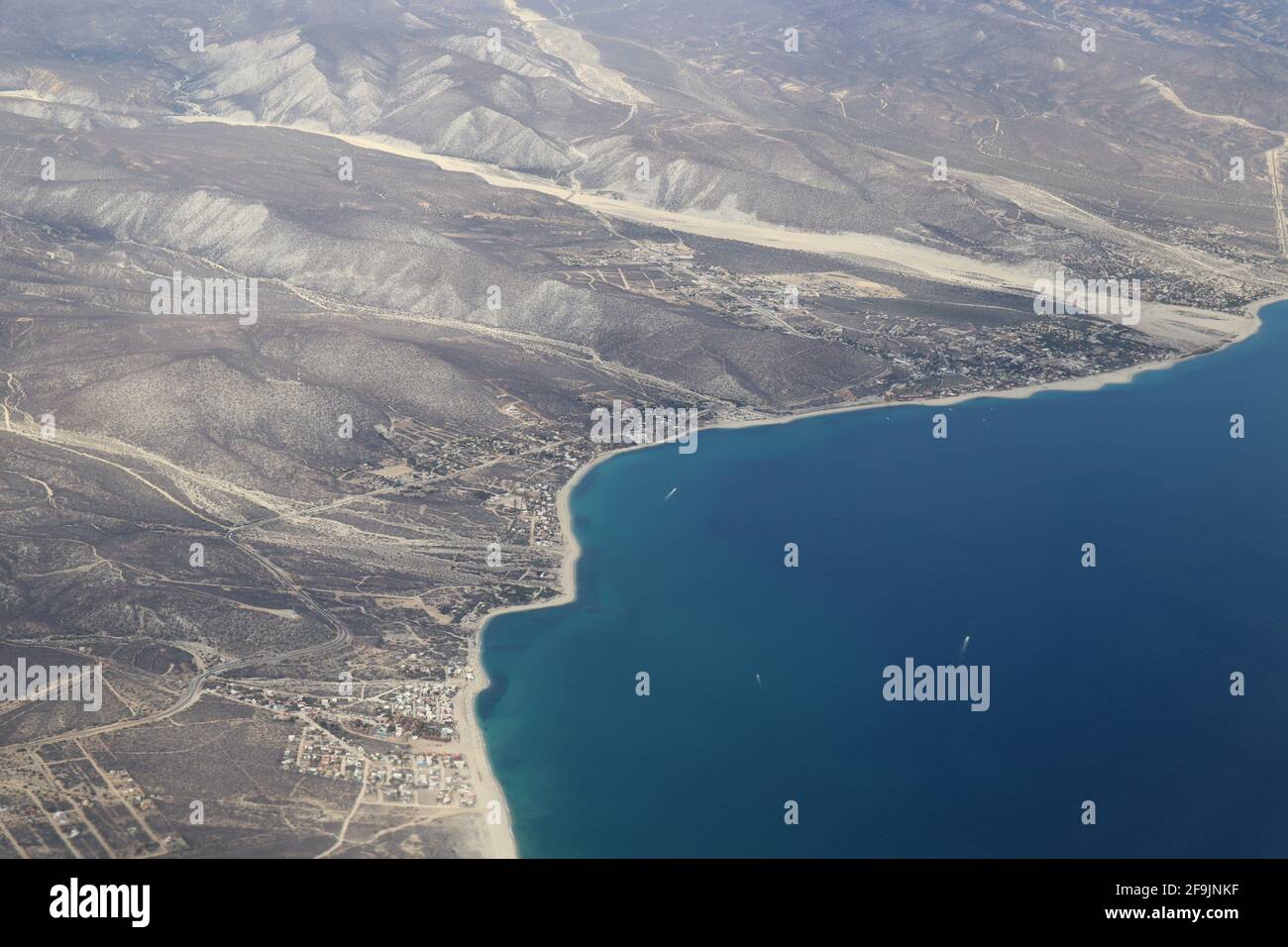 View from above over the landscape of Los Cabos, Cabo San Lucas, Mexico ...