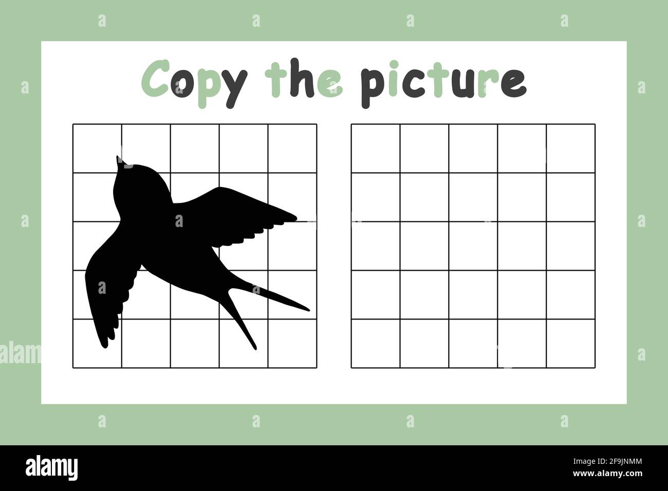 Copy the picture. Educational game for children. Cute swallow. Drawing ...