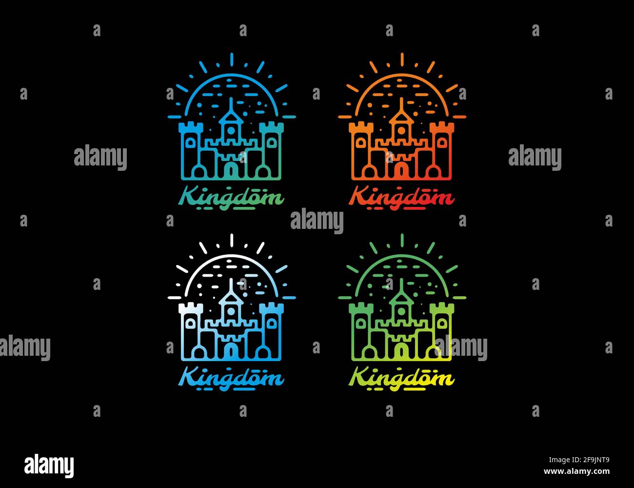 Full color gradient of kingdom line art illustration design Stock ...