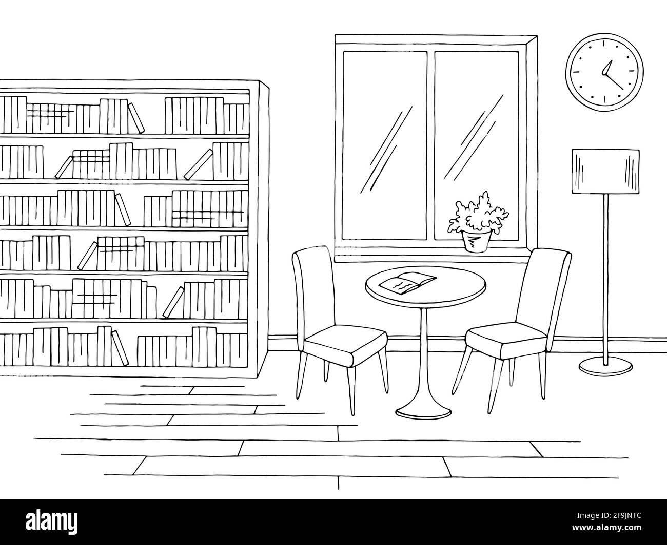 Cartoon interior library Cut Out Stock Images & Pictures - Alamy