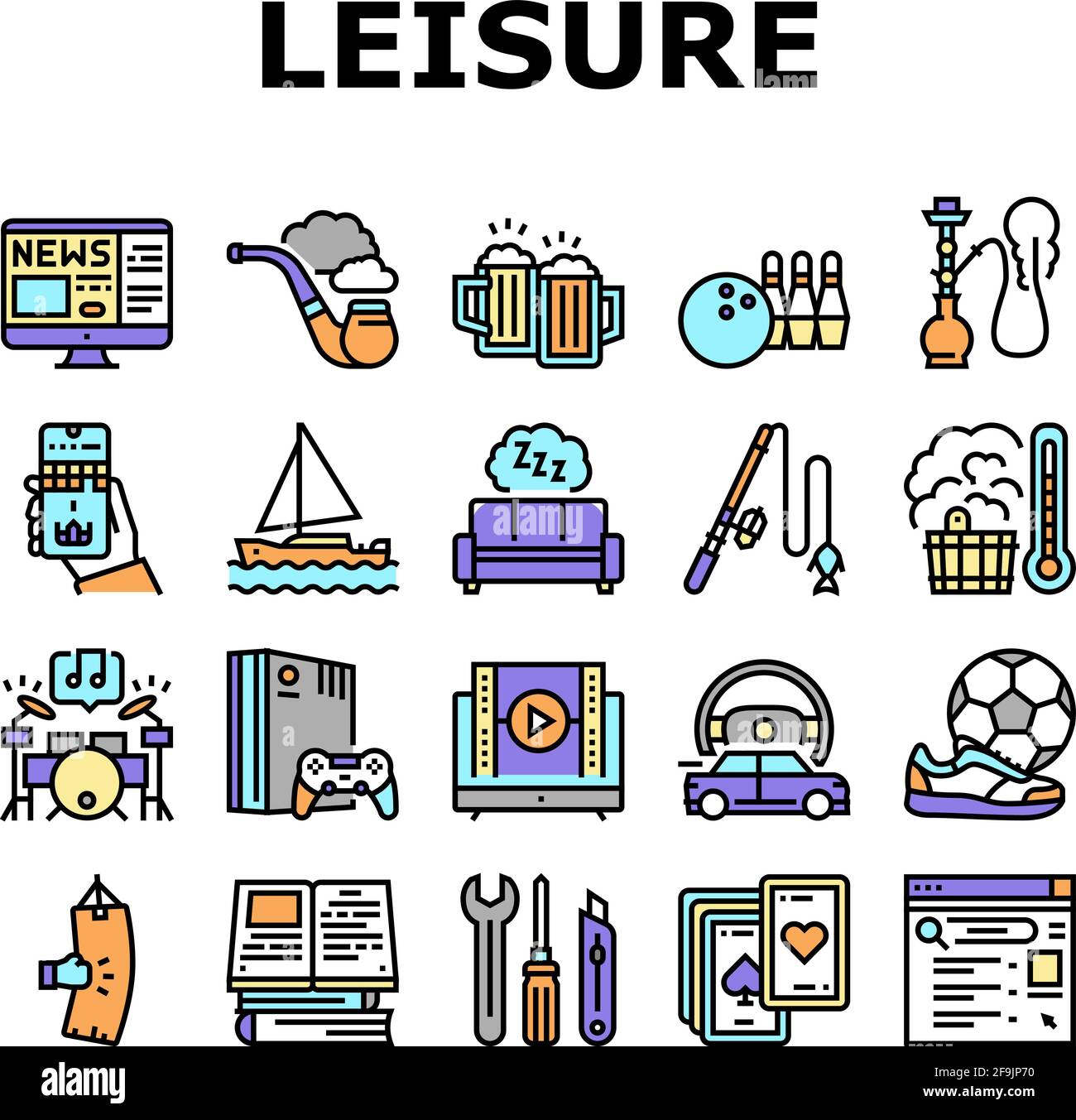 Mens Leisure Time Collection Icons Set Vector Stock Vector Image & Art ...