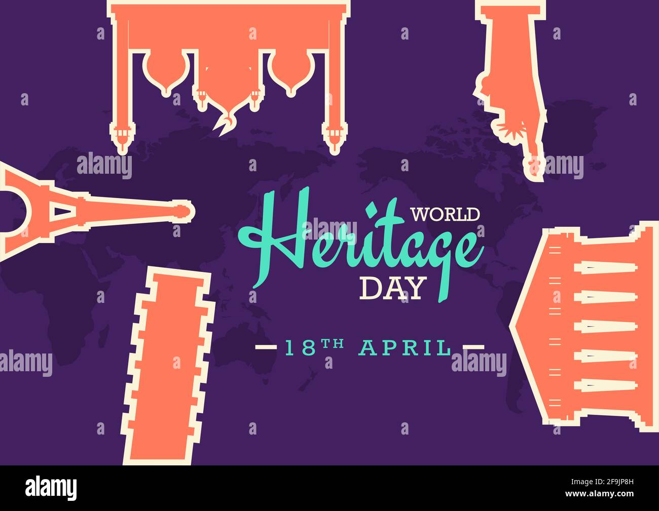 World Heritage Day poster with famous monuments, Statue Of Liberty ...