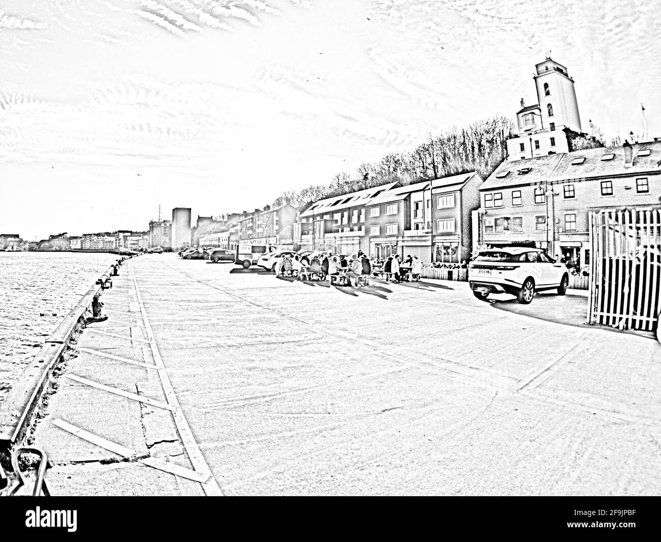 The Fish Quay, North Shields, England, UK, United Kingdom as a pencil ...