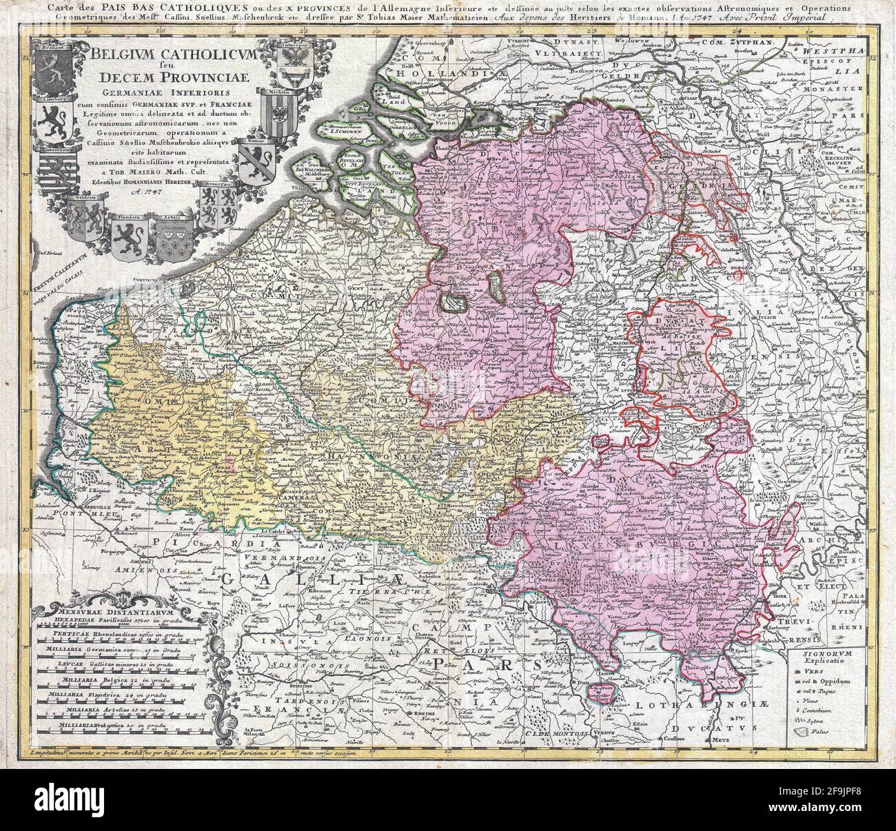 Vintage hand drawn Homann's map of Belgium from 18th century. All maps ...