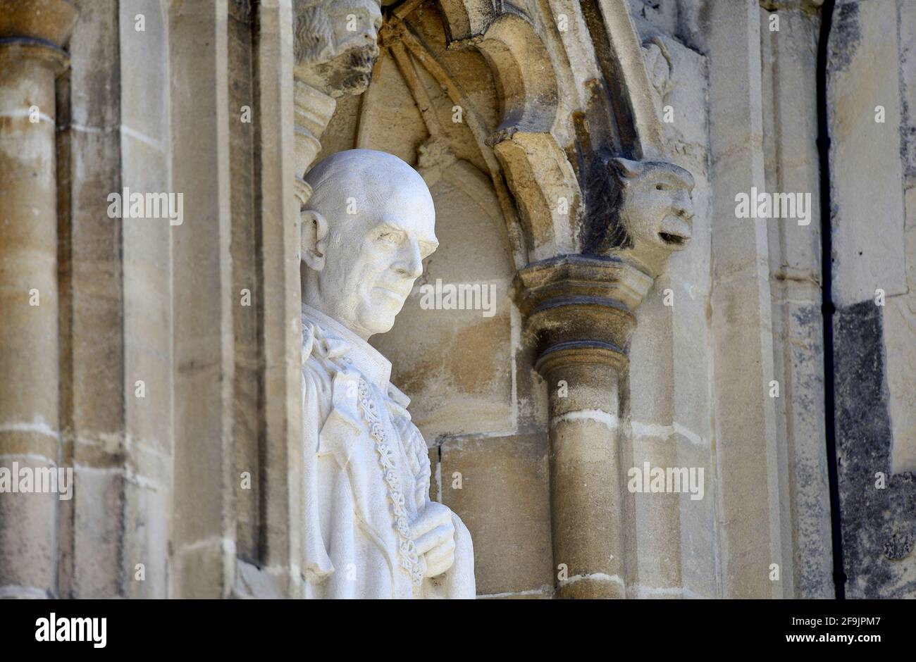 Canterbury, Kent, UK. Canterbury Cathedral: statue Prince Philip, Duke ...