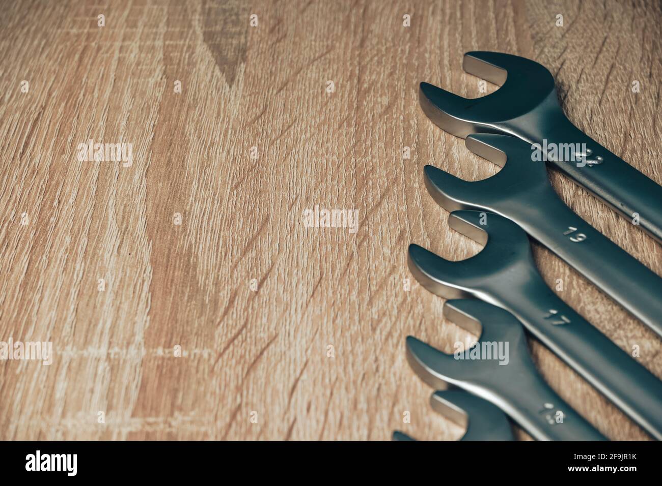 Many wrenches. Industrial background. Spanners. Set of wrench tool ...